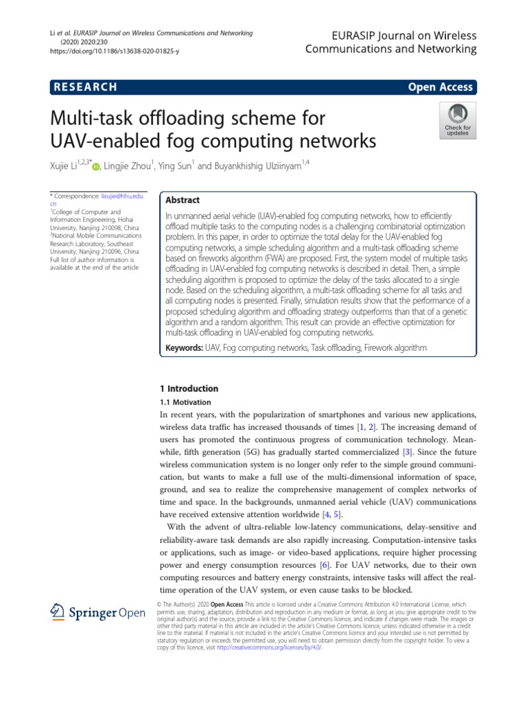 Multi Task Offloading Scheme For Uav Enabled Fog Computing Networks
