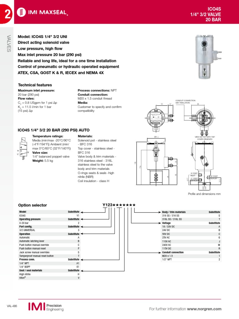 IMI Maxseal ICO4S, 1-4, 3-Way 20 Bar | PDF | Valve | Pipe (Fluid ...