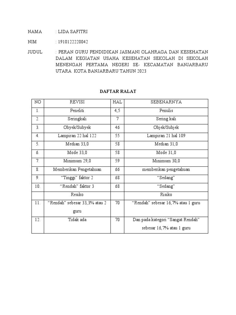 DAFTAR RALAT[1] | PDF