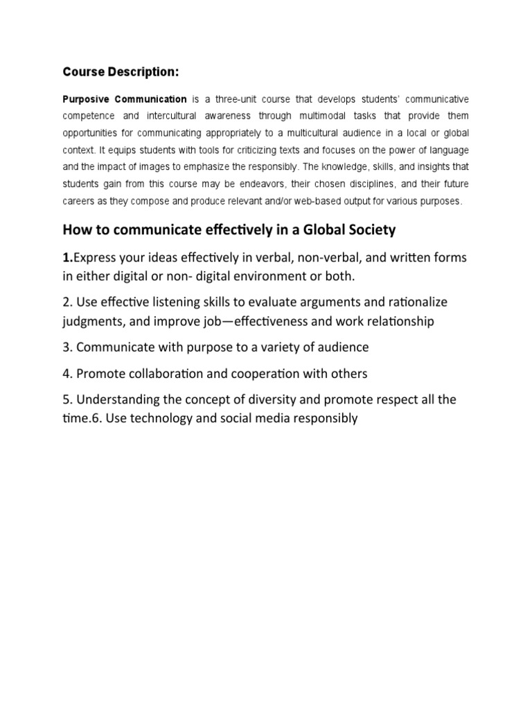 How To Communicate Effectively in A Global Society | PDF
