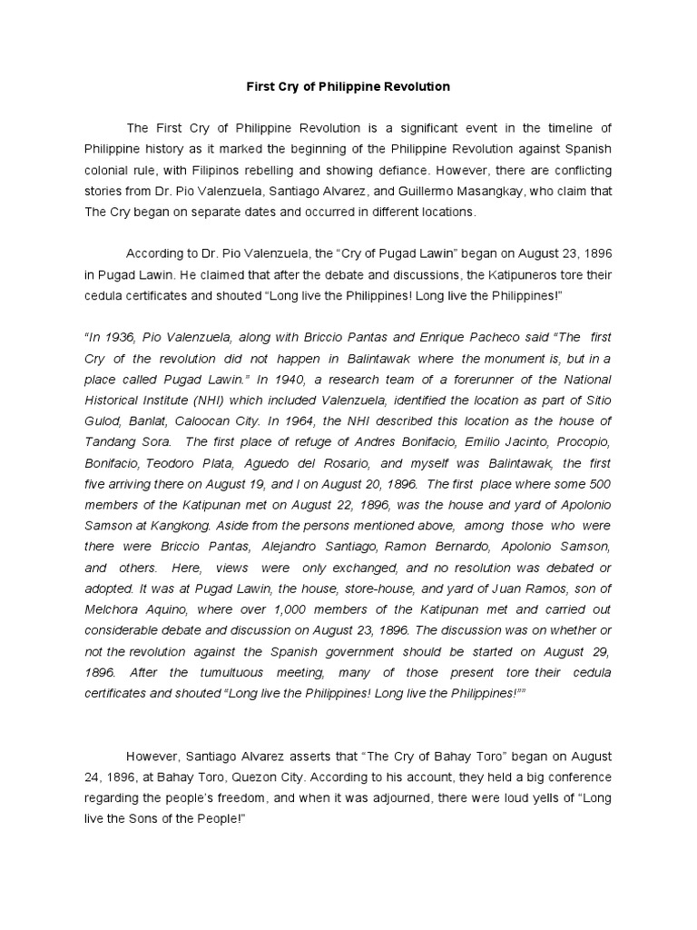 Conflicting Accounts of the First Cry | PDF | Wars Of Independence ...