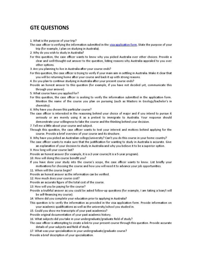 Gte Questions | PDF | Travel Visa | Question
