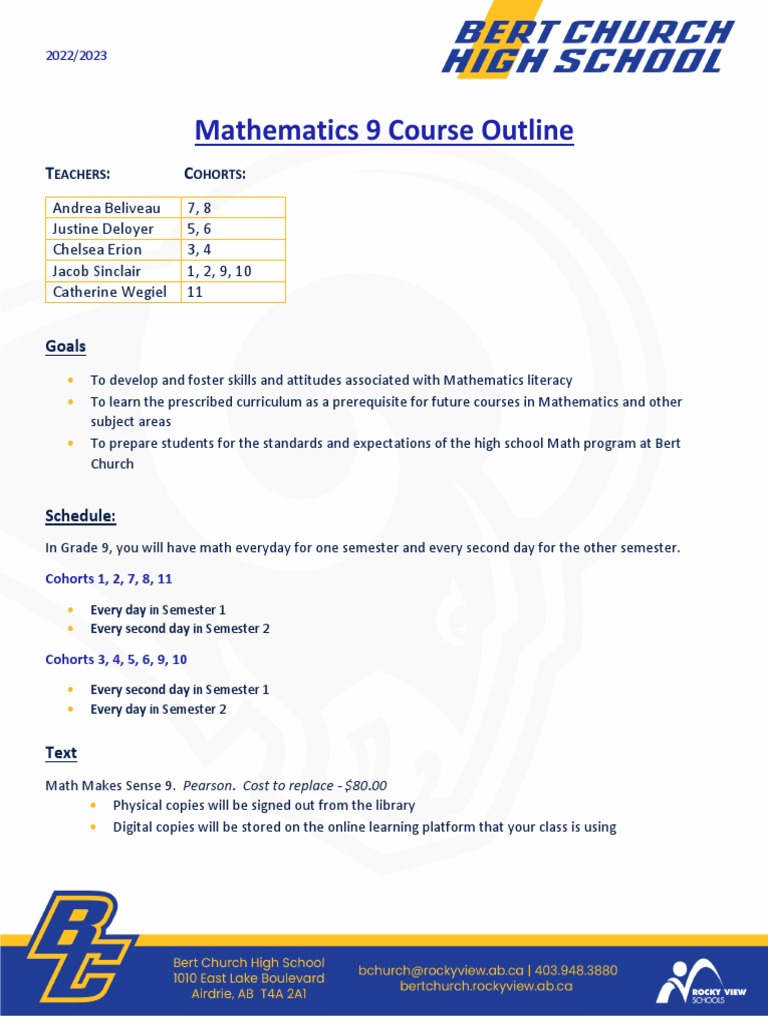 Math 9 Course Outline | PDF