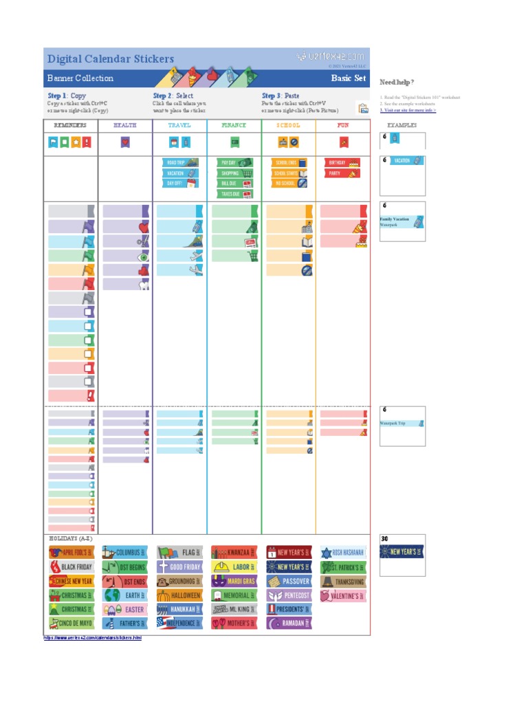 Digital Calendar Stickers Banner | PDF | Microsoft Excel | Spreadsheet
