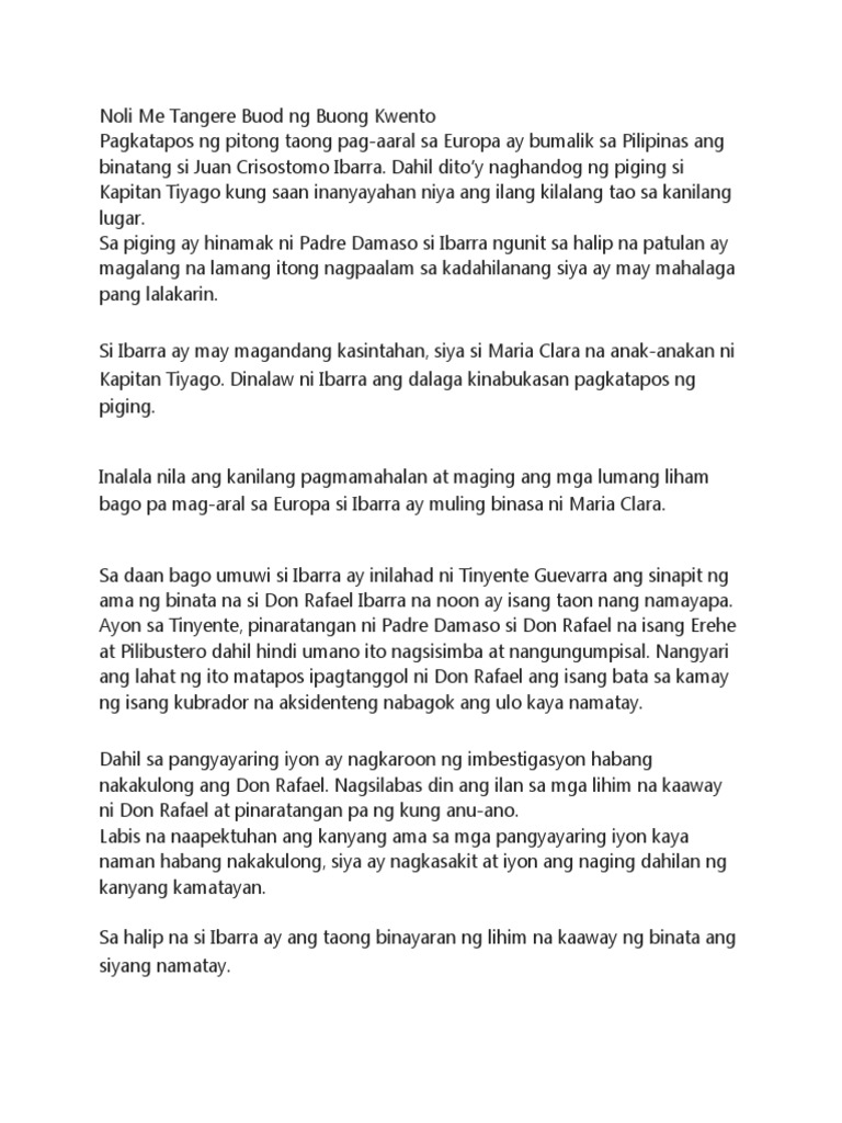 Noli Me Tangere Buod NG Buong Kwent1 | PDF Noli Me Tangere Buod NG Buong Kwent1 | PDF
