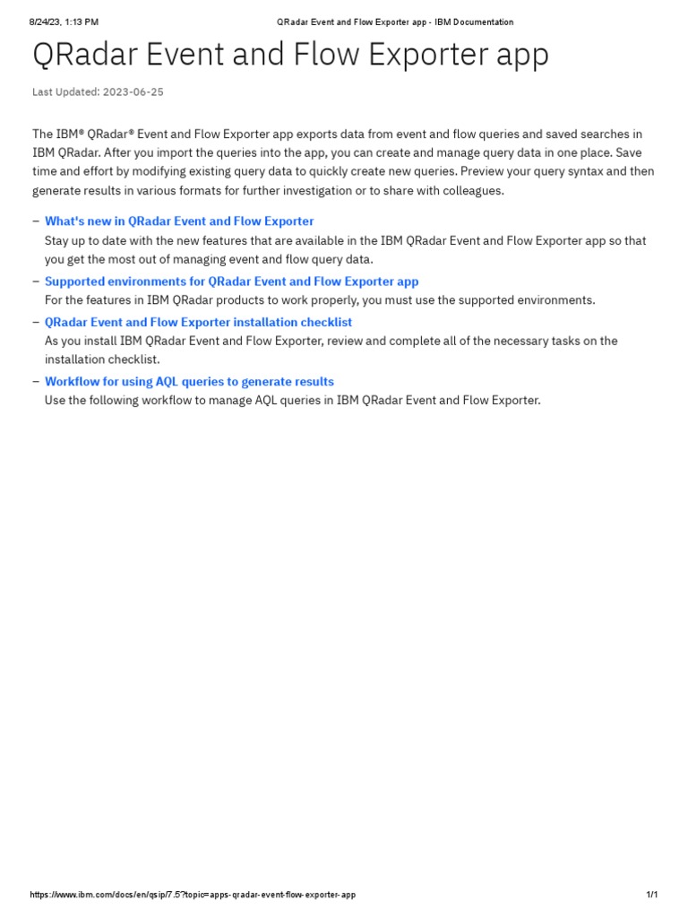 QRadar Event and Flow Exporter App - IBM Documentation | PDF | Business ...