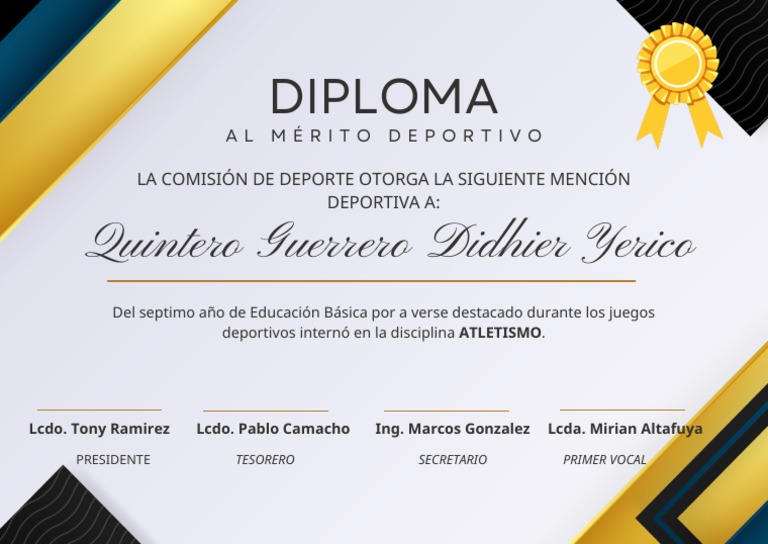Diploma de Mérito Deportivo en Atletismo | PDF | Deportes y actividades ...