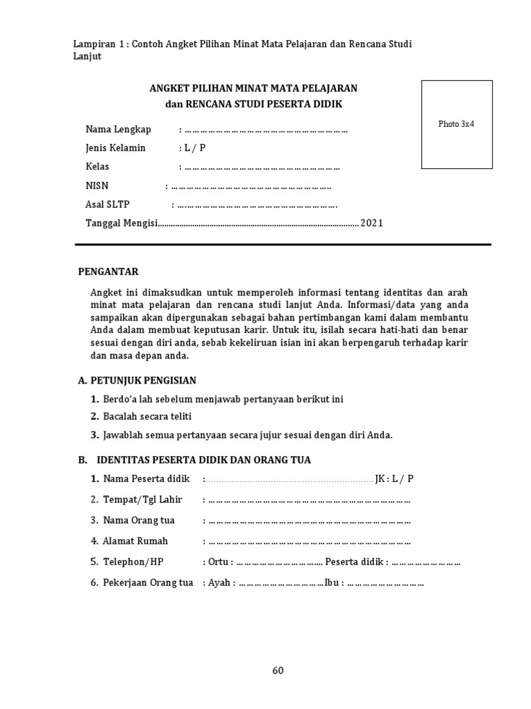 D. Angket Pilihan Minat, Analisis Mapel, Lembar Rekomendasi, Angket ...