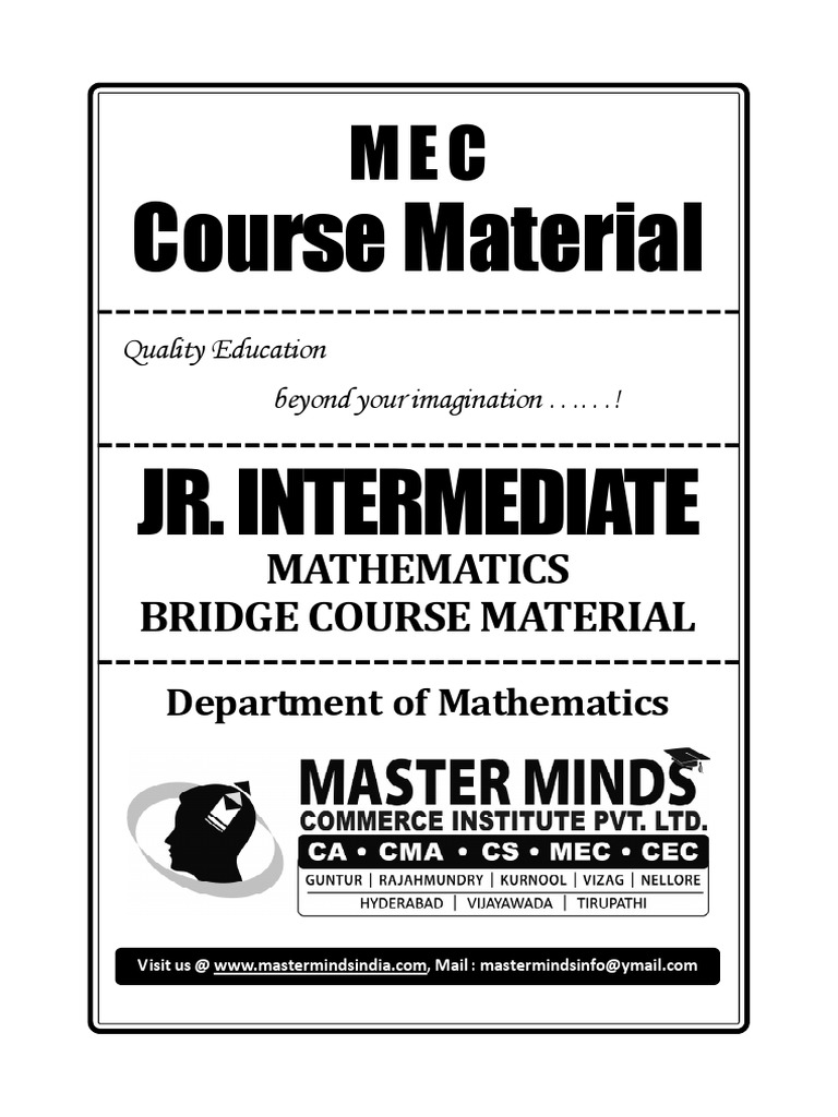 3 - Maths Bridge Course Material - 23-24 (16 04 23) | Download Free PDF ...