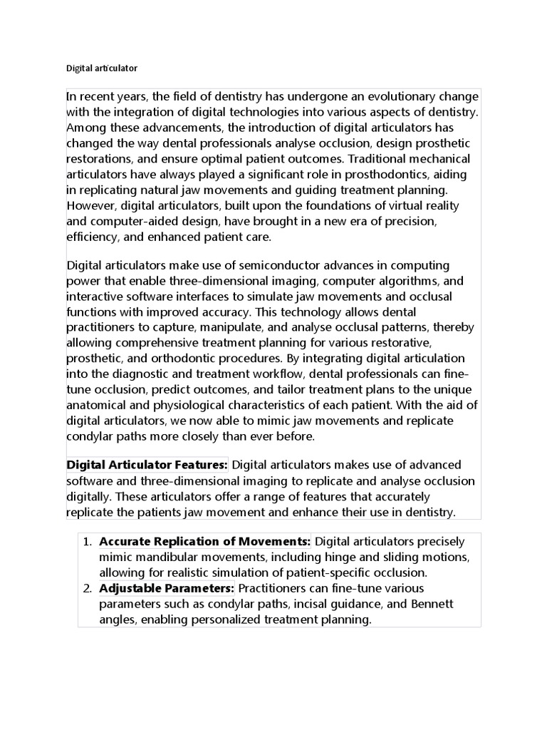Digital Articulator | PDF | Dentistry | Simulation