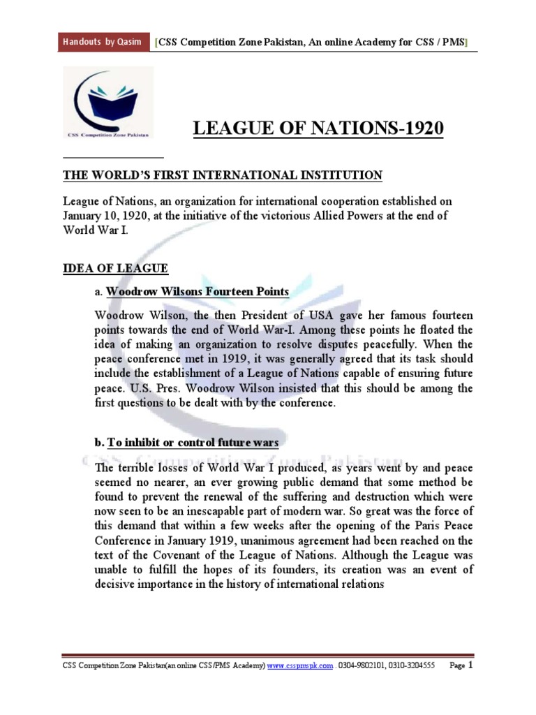 League of Nations | PDF | League Of Nations | International Relations