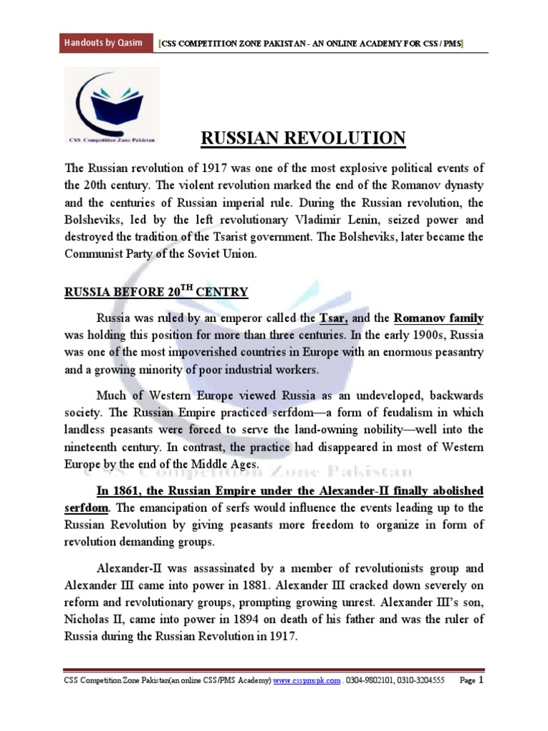 Russian Revolution | PDF | Russian Empire | Communism