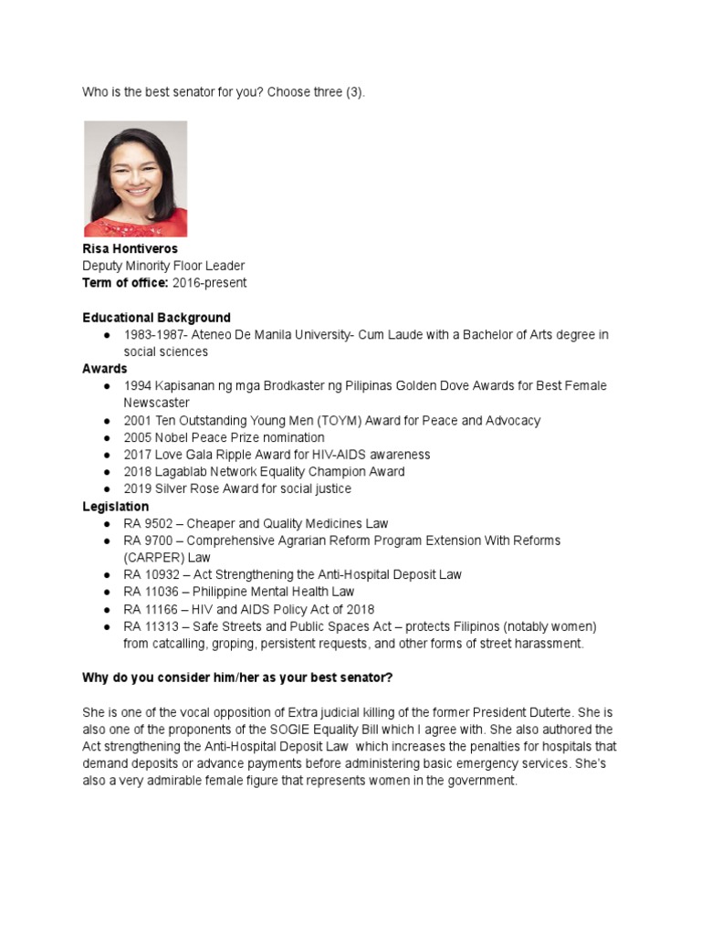 PPGC Who Is The Best Senator For You - Choose Three (3) . | PDF