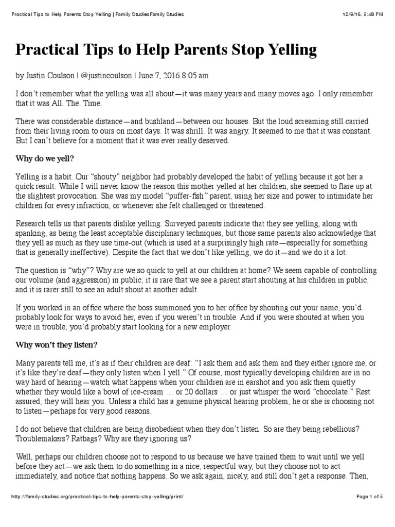 Practical Tips To Help Parents Stop Yelling Family Studiesfamily