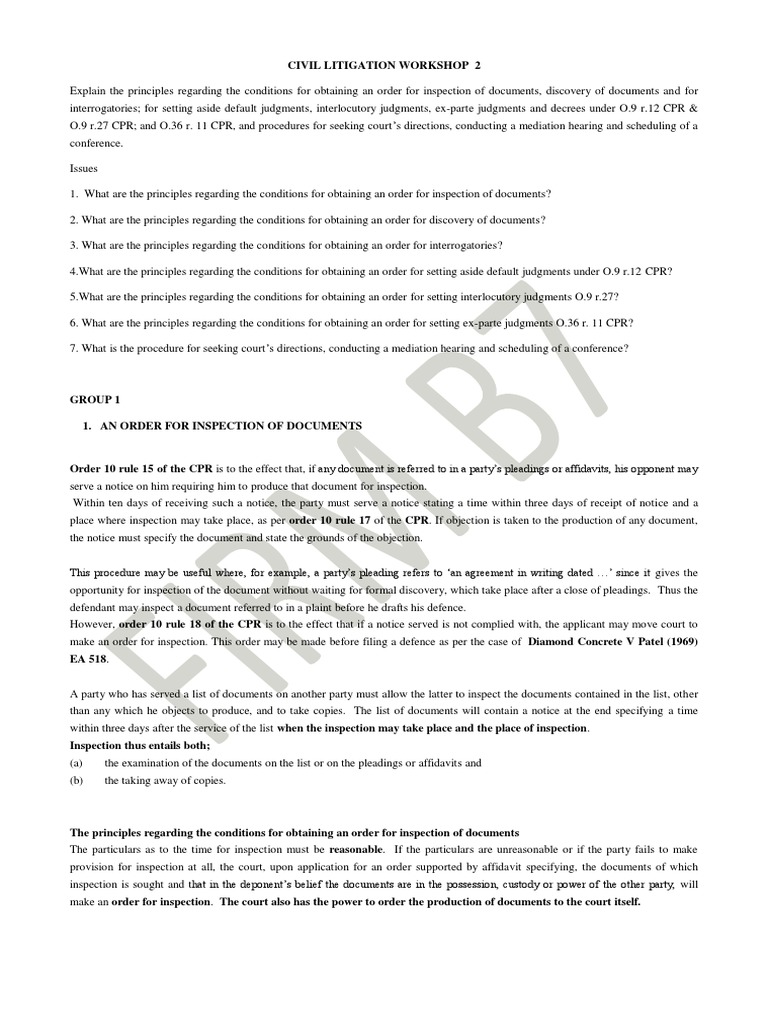 Firm b7 Civil Litigation Workshop Two Week 8 Mod 2 | PDF | Discovery ...