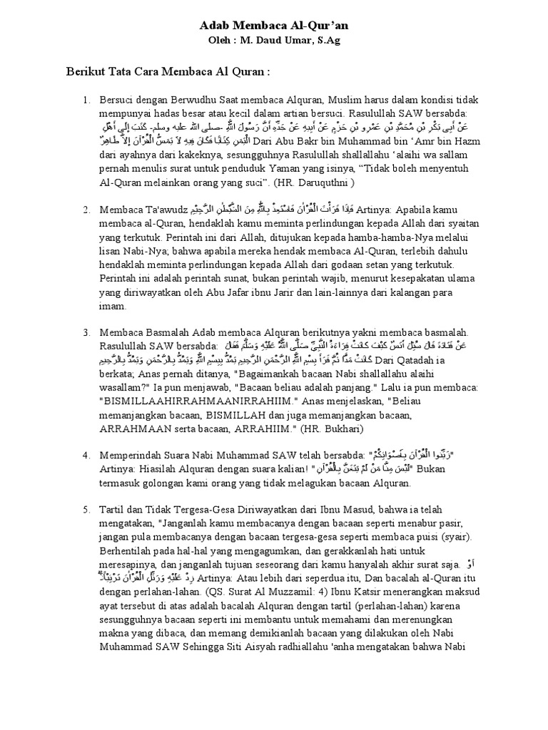 Adab Membaca Al Quran Pdf