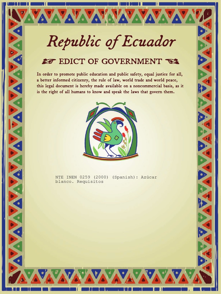 Norma Inen Azucar Blanco | PDF | Dieta y nutrición | Azúcar