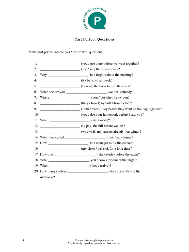 Past Perfect Form Sentences | PDF | Language Arts & Discipline