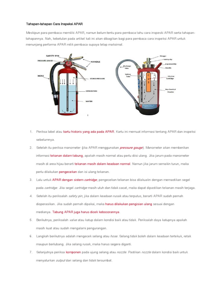 Tahapan Pemeliharaan APAR | PDF | Teknologi & Rekayasa