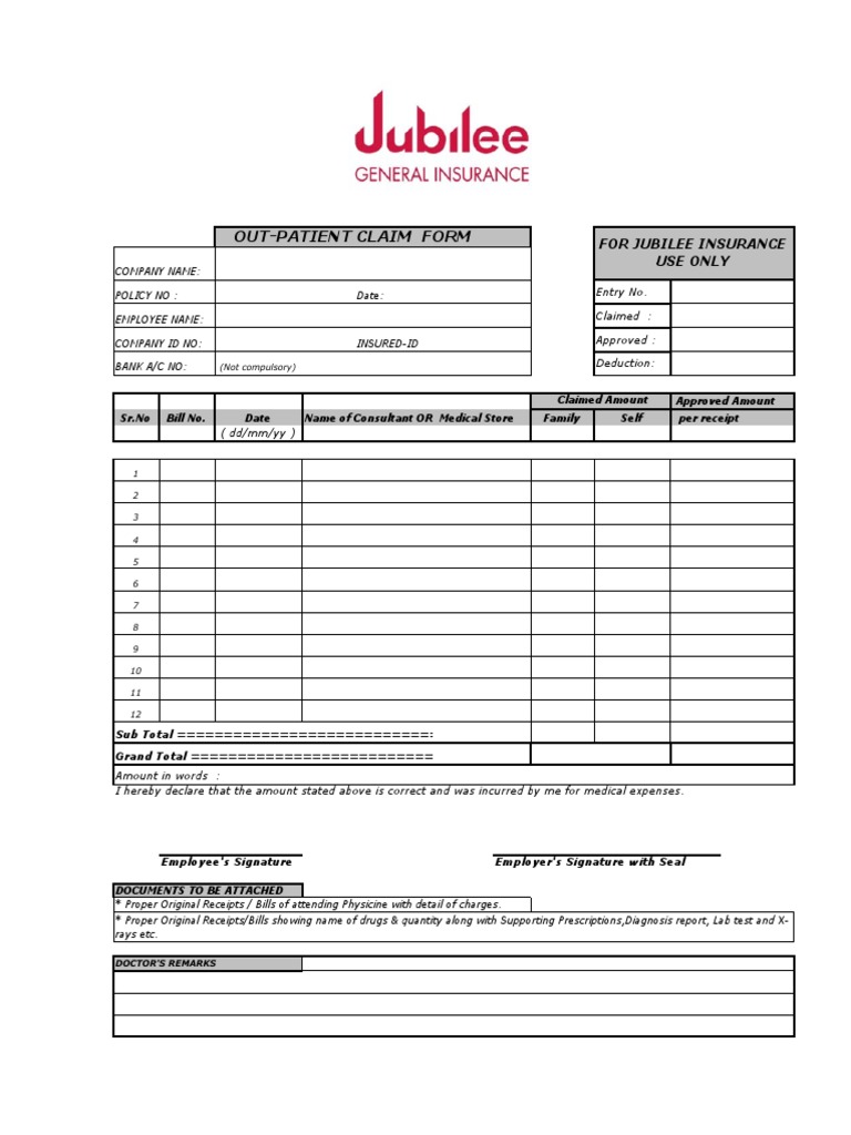 How To Fill Jubilee Insurance Claim Form at Rachel Stearn blog