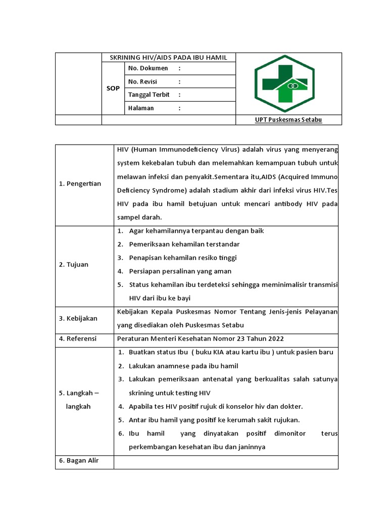 SOP Skrining HIV Pada Ibu Hamil | PDF | Sains & Matematika