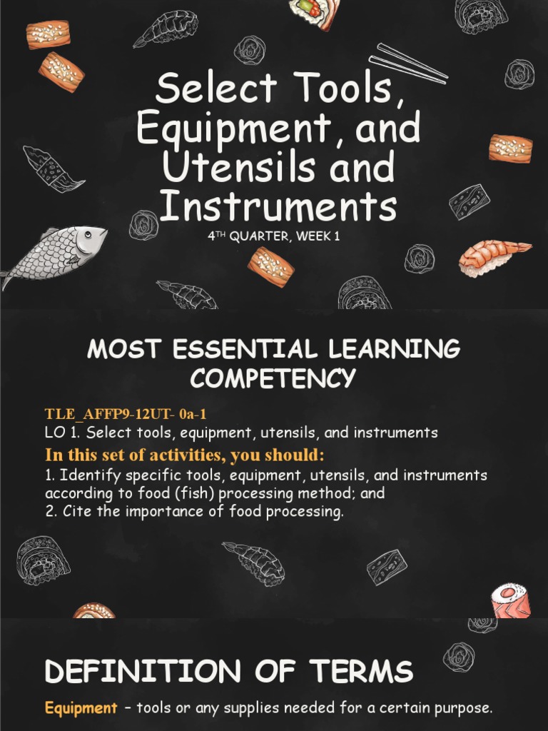 TLE 7 - 4th Quarter, Week 1 | PDF | Food Processing | Kitchen Utensil