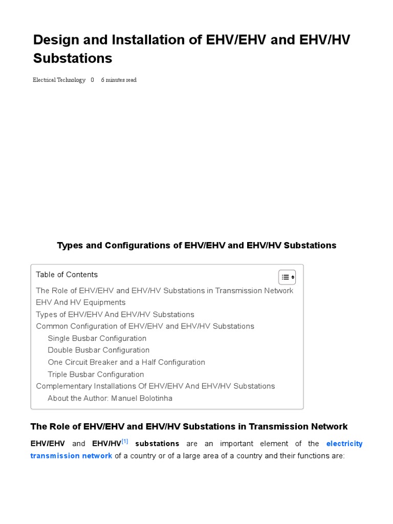 EHV/HV Substation Design and Installation | PDF | Electrical Substation ...