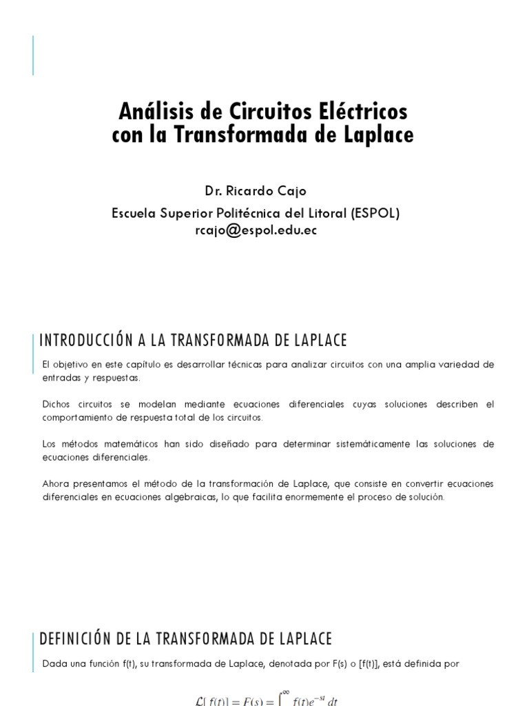 Analisis de Circuitos Eléctricos - Transformada de Laplace Parte 1 | PDF | Ecuaciones ...