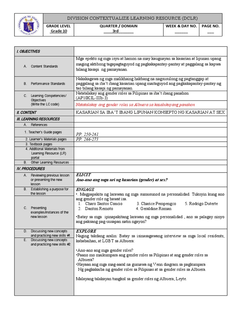 Lesson Plan 3RD Quarter Week 1-2 | PDF