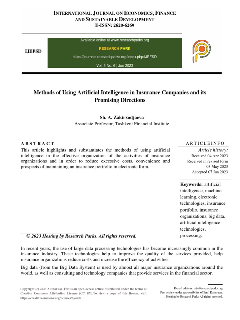 Methods of Using Artificial Intelligence in Insurance Companies and Its ...