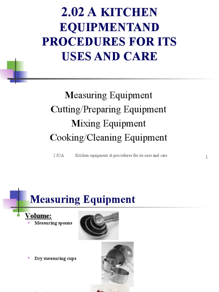 Kitchen Equipment Use and Care | PDF | Cookware And Bakeware | Home ...