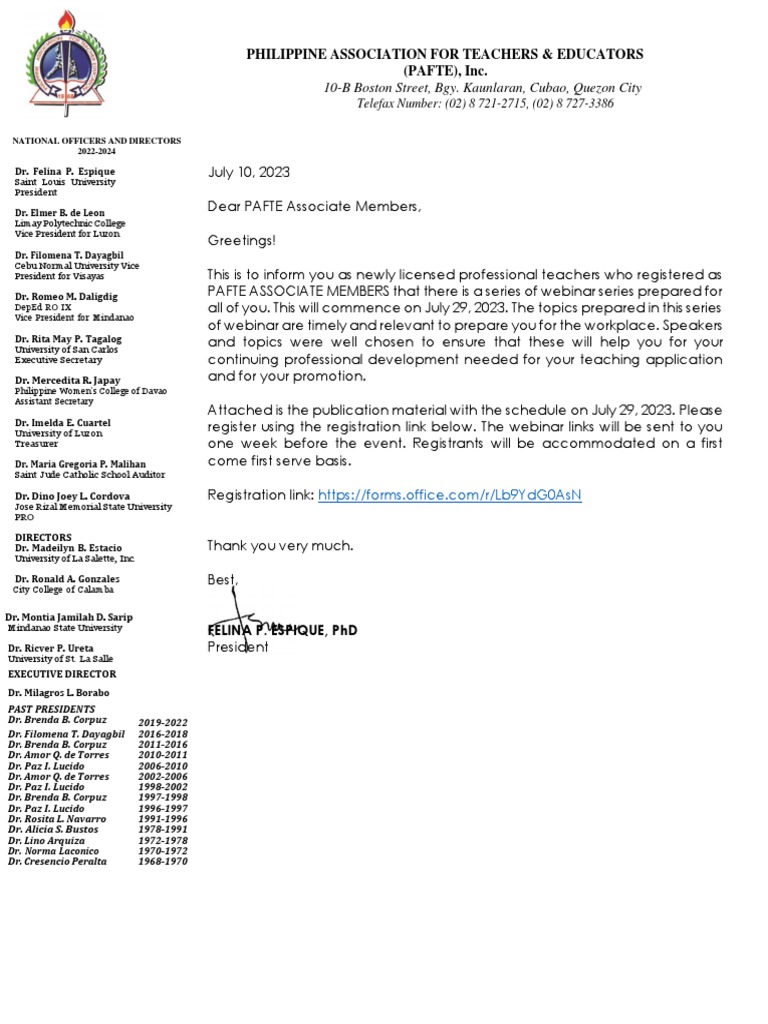 Free Pafte Webinar Series | PDF