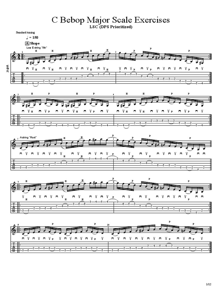 C Bebop Major Scale Exercises (LSC, DPS Prioritized) | PDF