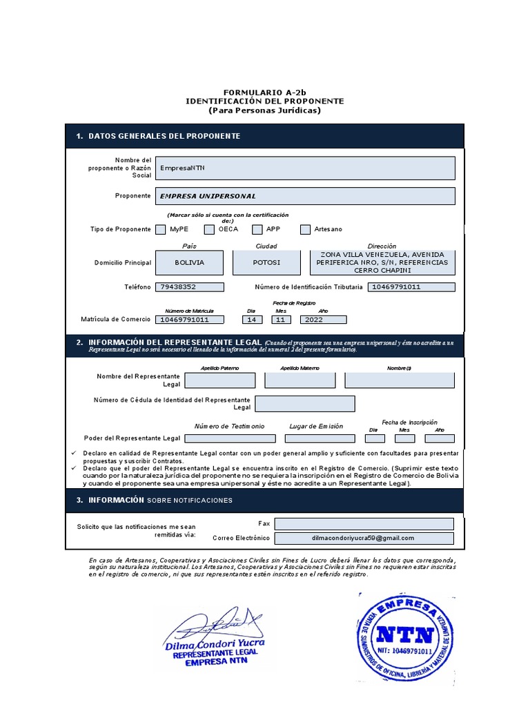 Formulario A 2b | PDF