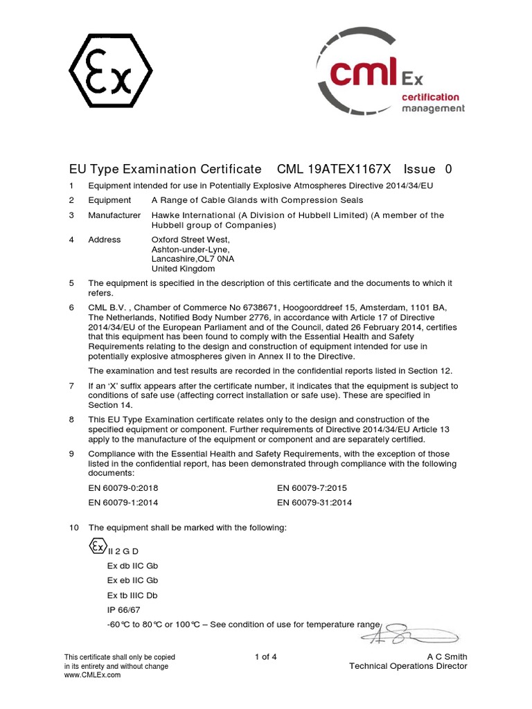 ATEX Certificate for Cable Glands | PDF | Technology & Engineering