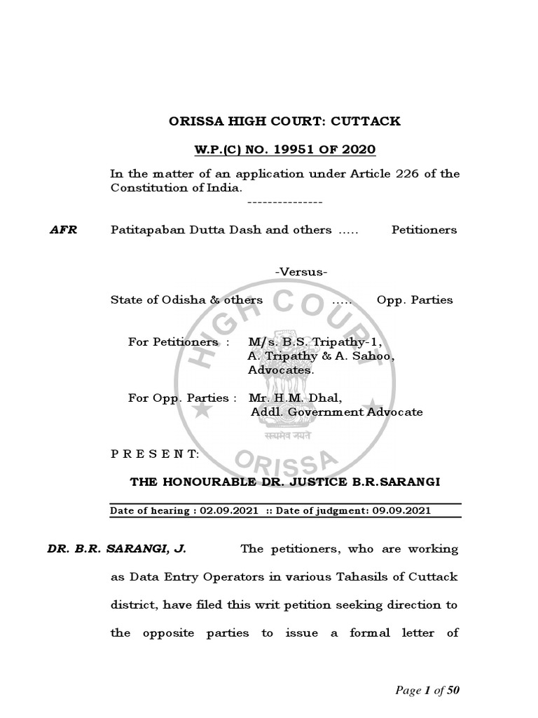 Patitapaban Single Bench Judgement | PDF