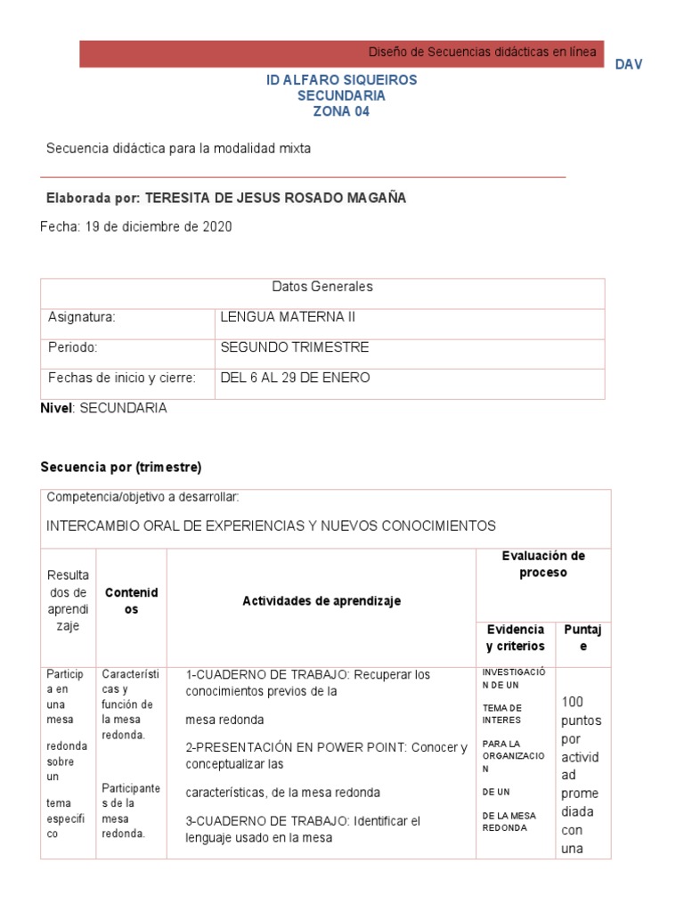 Secuencias Didacticas Segundo Trimestre Lengua Materna Segundo Grado ...