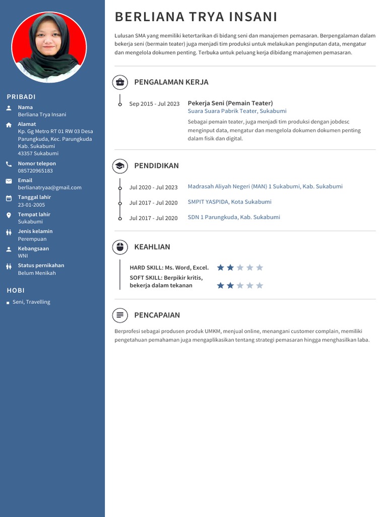 CV Berliana Trya Insani #1 | PDF
