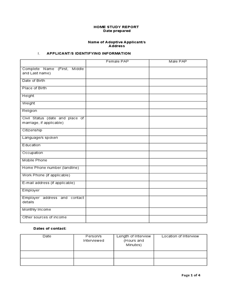 Home Study Report Format | PDF