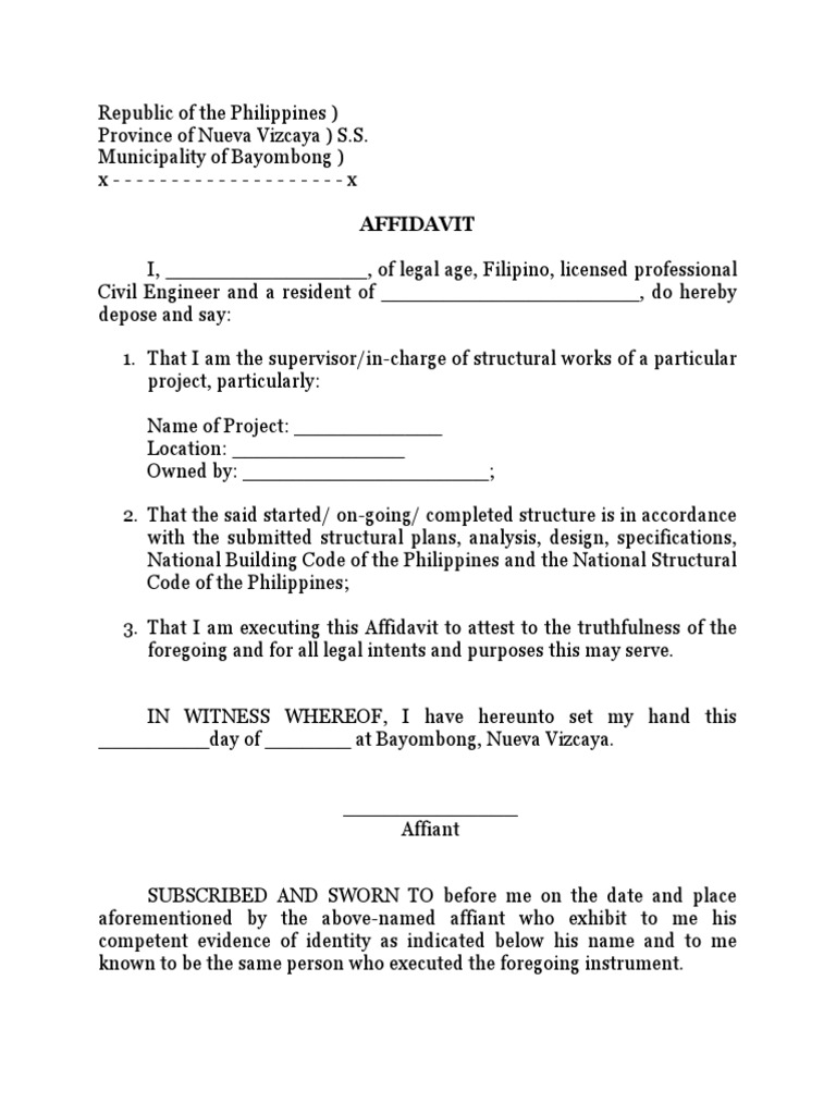Affidavit For Engineer | PDF