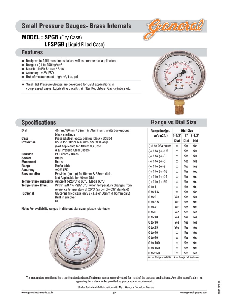 Industrial Pressure Gauges Guide | PDF | Pressure Measurement | Pressure