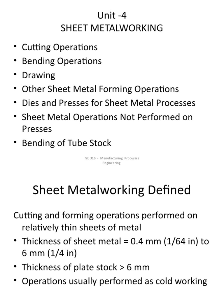 Unit 4 - Sheet Metal Processing | PDF