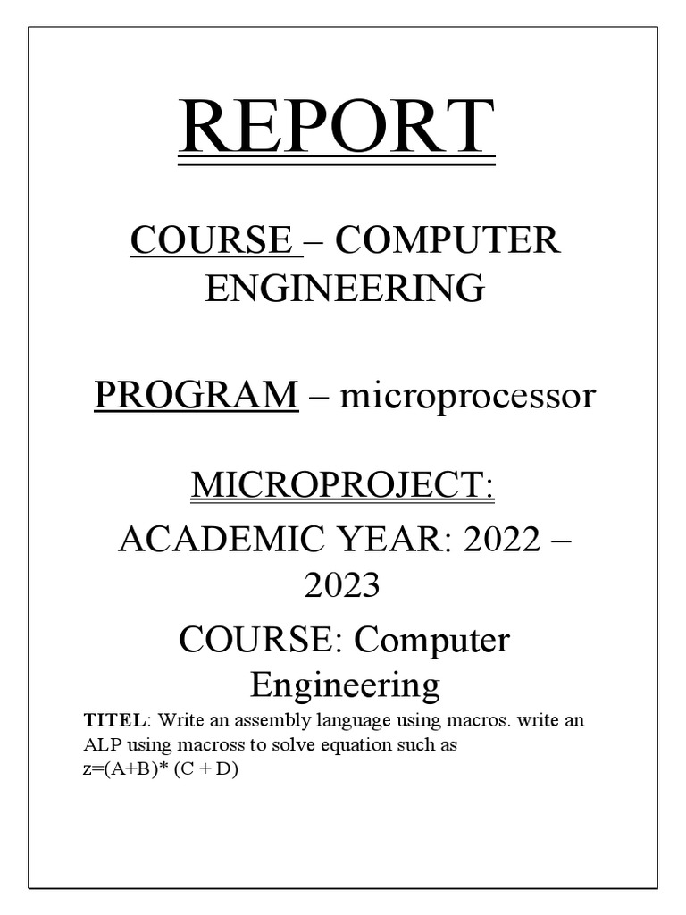 DCC Microproject Report | PDF | Macro (Computer Science) | Assembly ...
