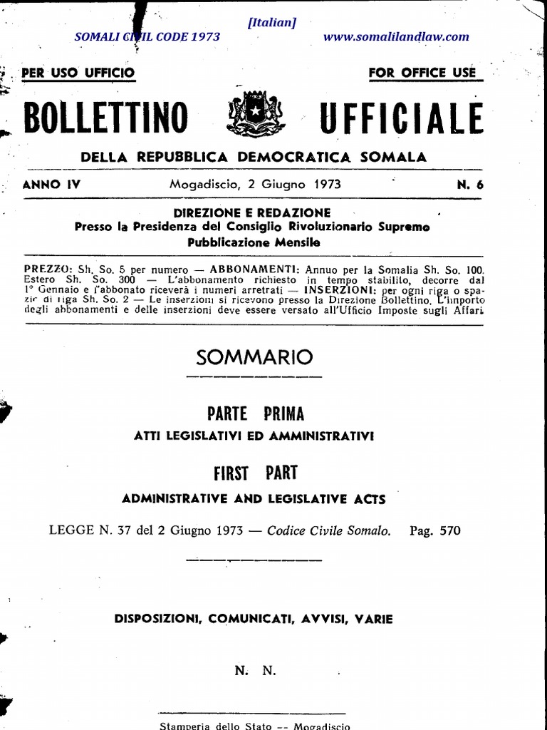 Civil Code Italian 1973 | PDF