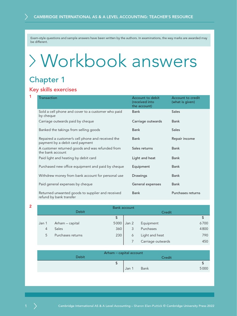 ASAL Accounting Workbook Answers | PDF