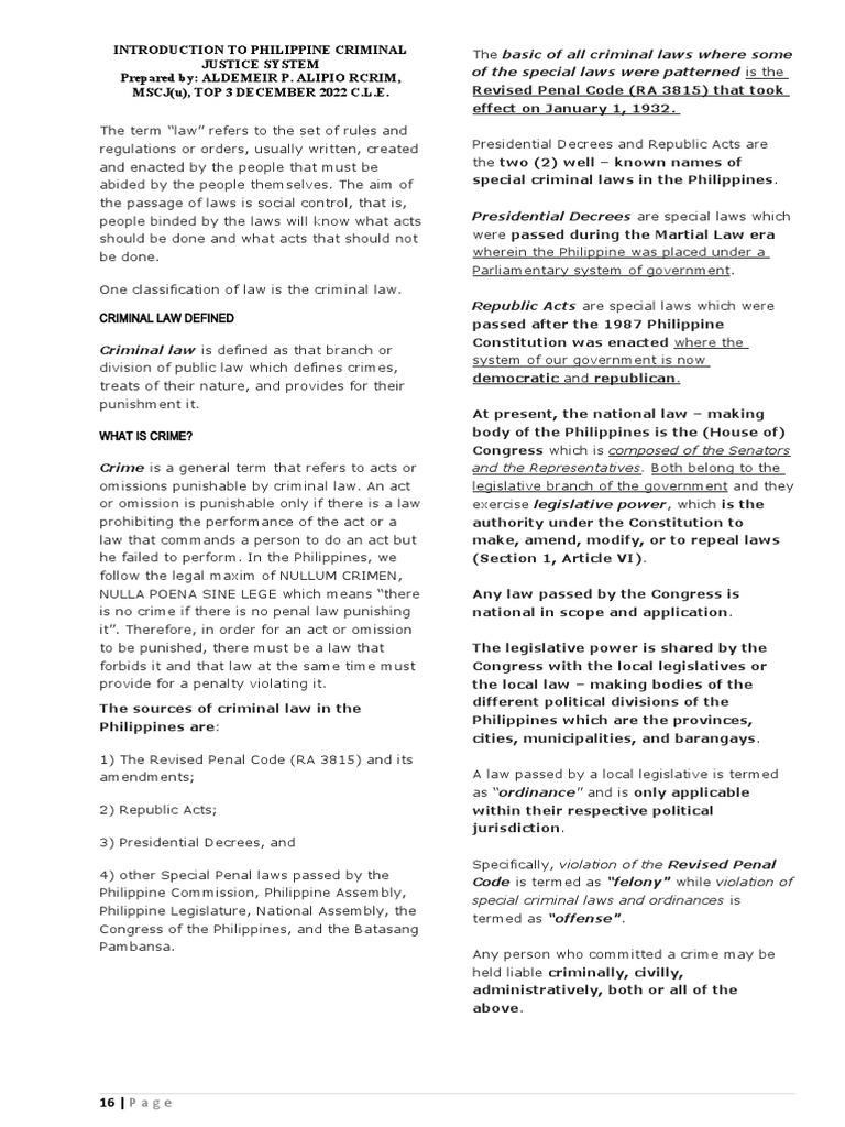 CLJ 1 Quiz Reviewer | Download Free PDF | Crimes | Crime & Violence