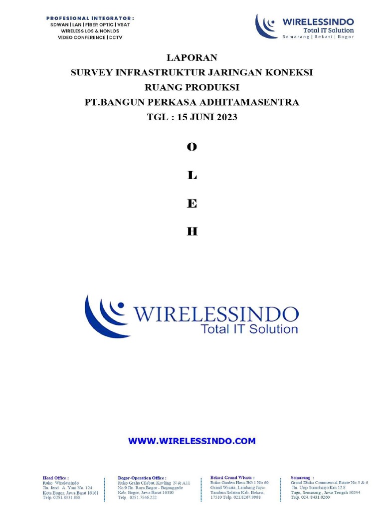 Dokumentasi Survey Infrastruktur Jaringan Konesksi Ruang Produksi PT ...