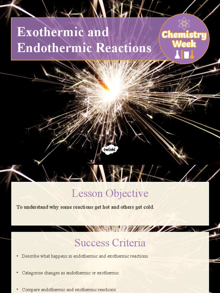 t4 SC 24 Endothermic and Exothermic Reactions Chemistry Week Powerpoint ...
