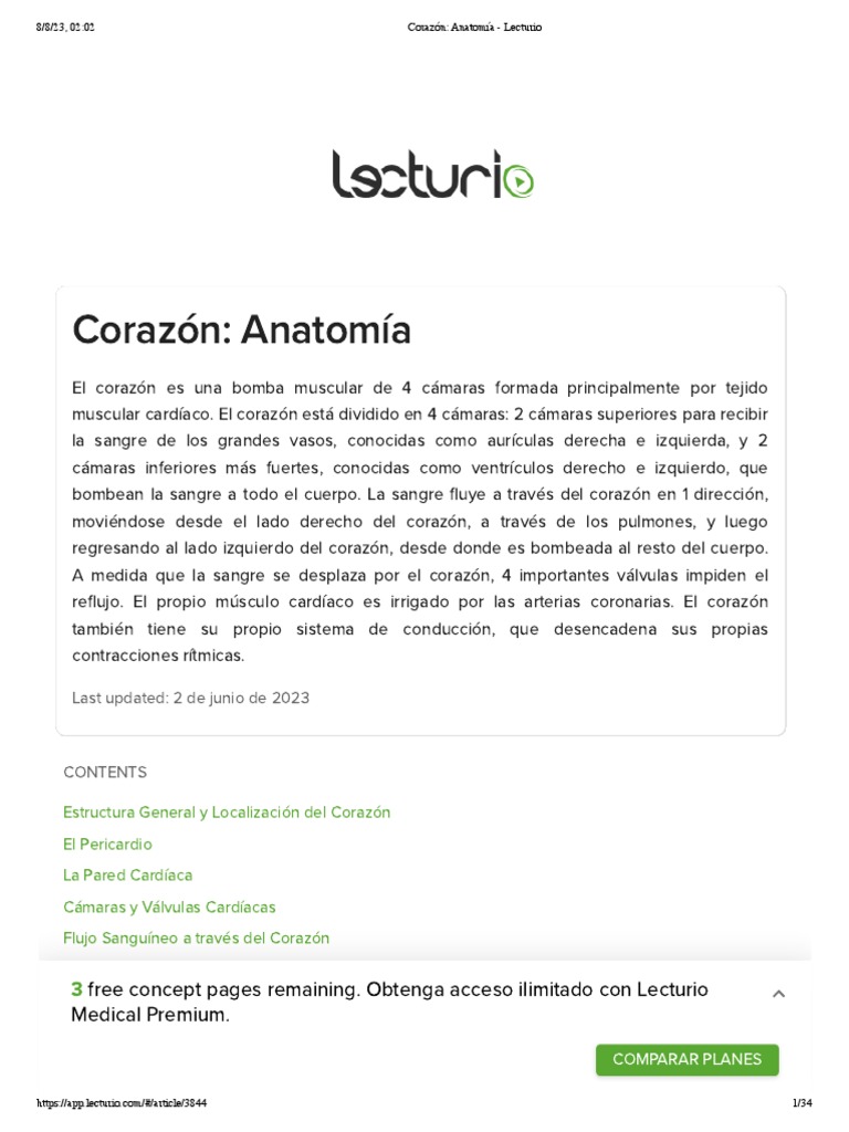 Corazón - Anatomía - Lecturio | PDF | Corazón | Sistema circulatorio