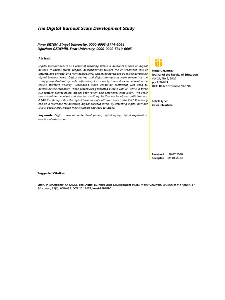 Digital Burnout Questionnaire | PDF